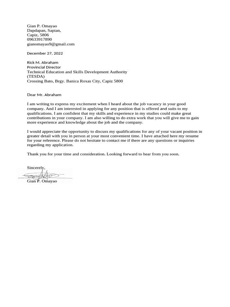 Application Letter Updated | PDF