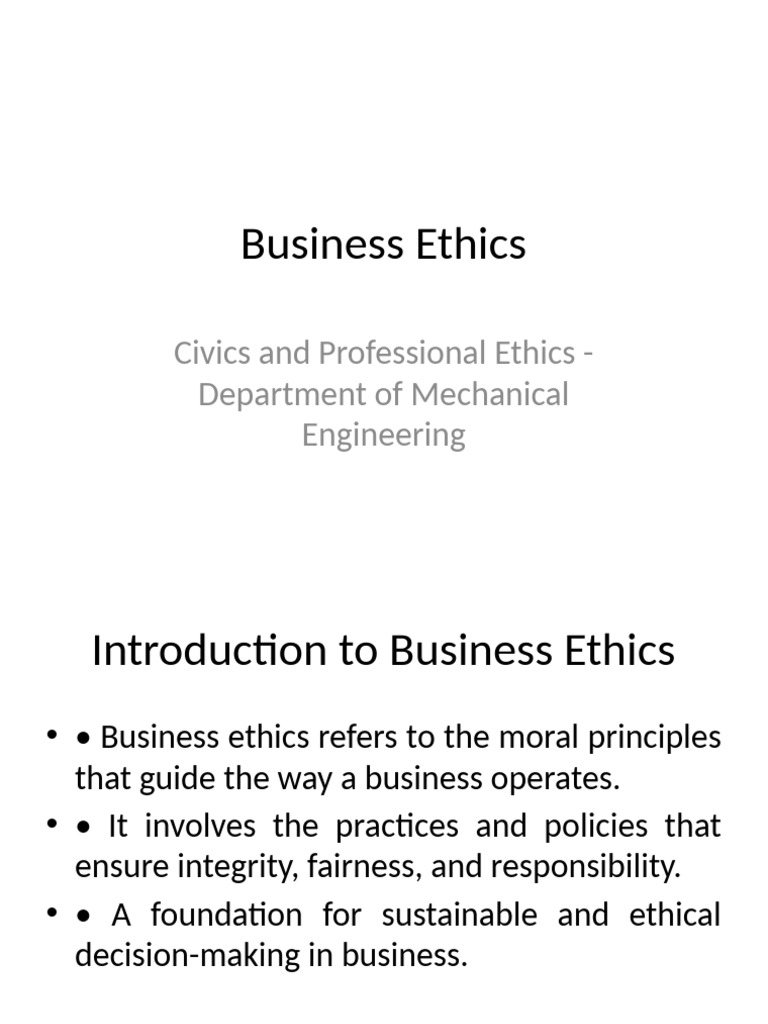 Understanding Business Ethics Principles | PDF
