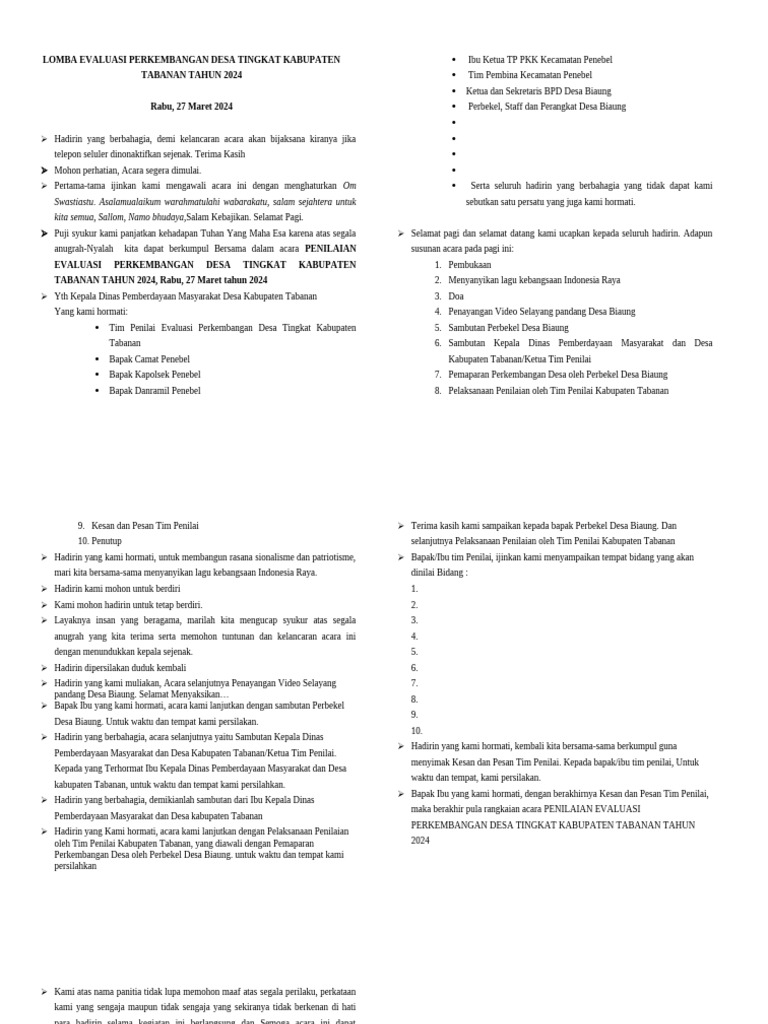 Naskah MC Lomba Desa | PDF