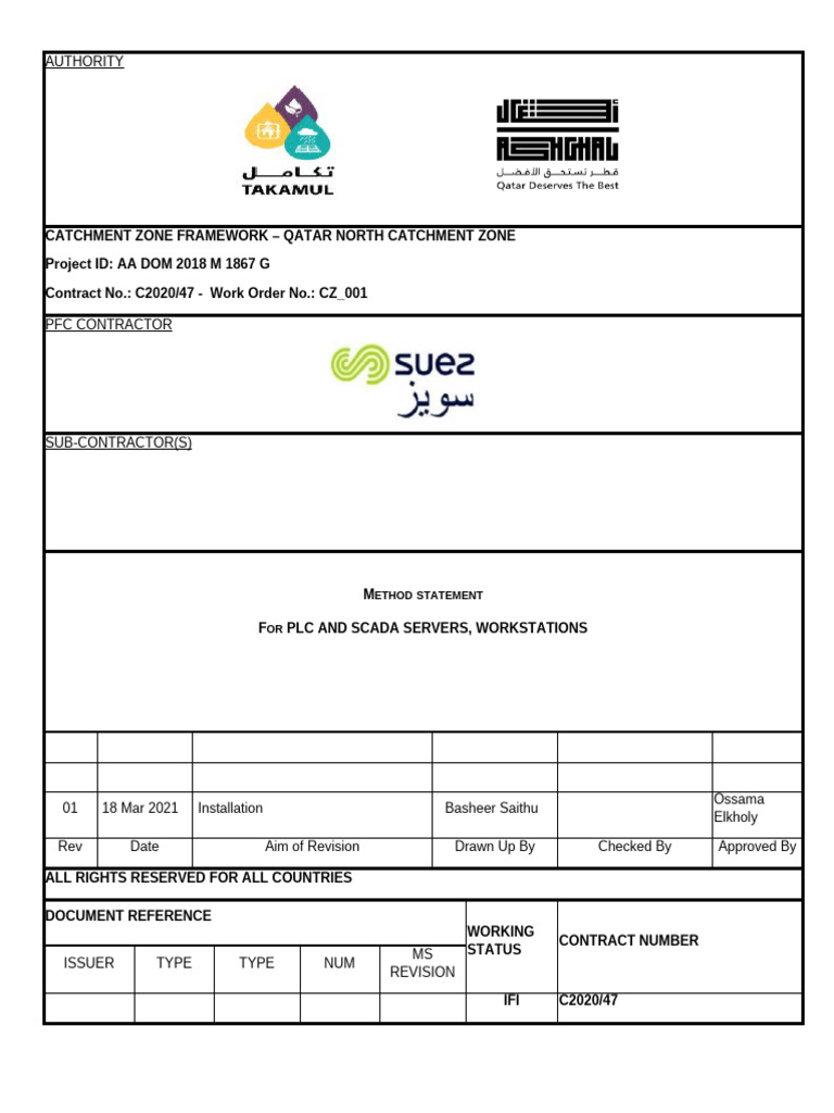 Method of Statement For PLC SCADA Server&Client | PDF | Risk | Programmable Logic Controller