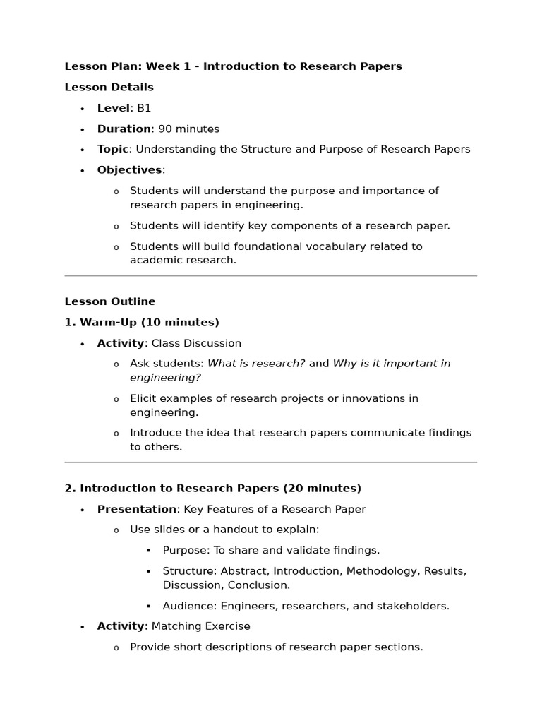 lesson plan for identifying research papers | PDF | Vocabulary ...