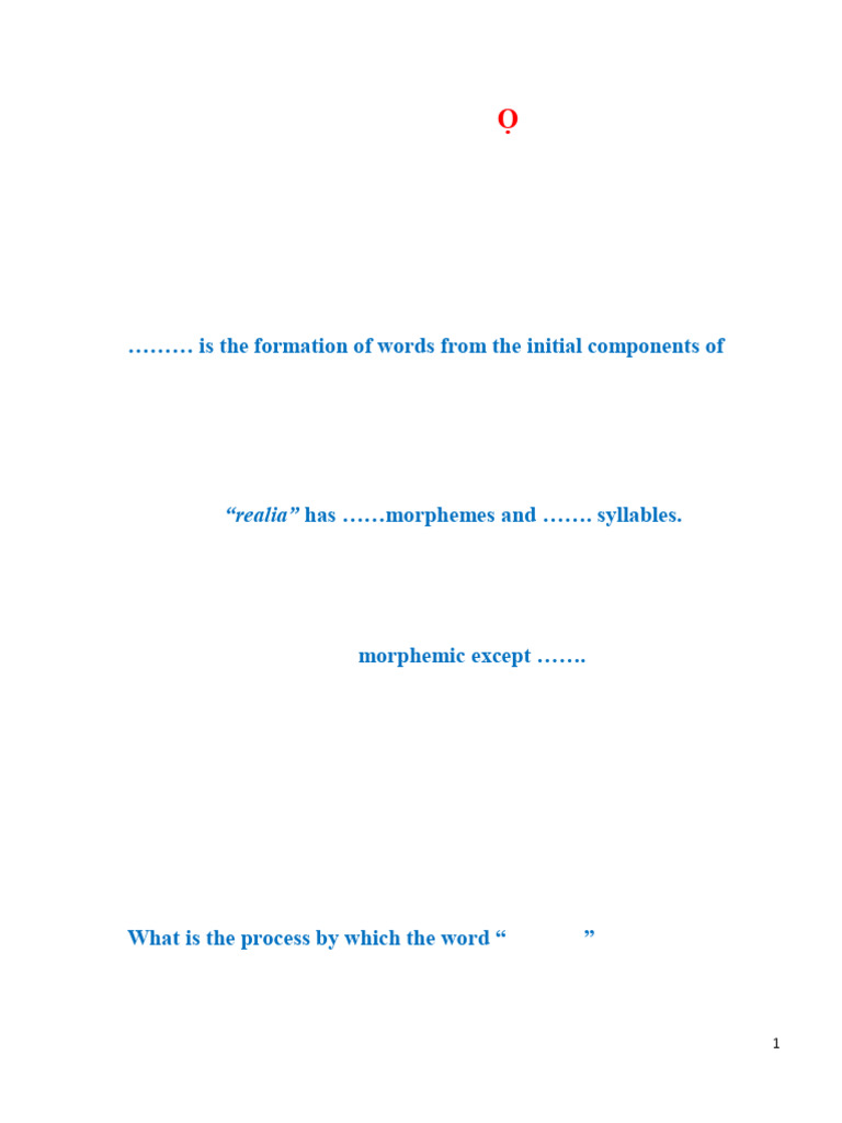 Morpheme Analysis and Word Formation Quiz | PDF | Word | Morphology