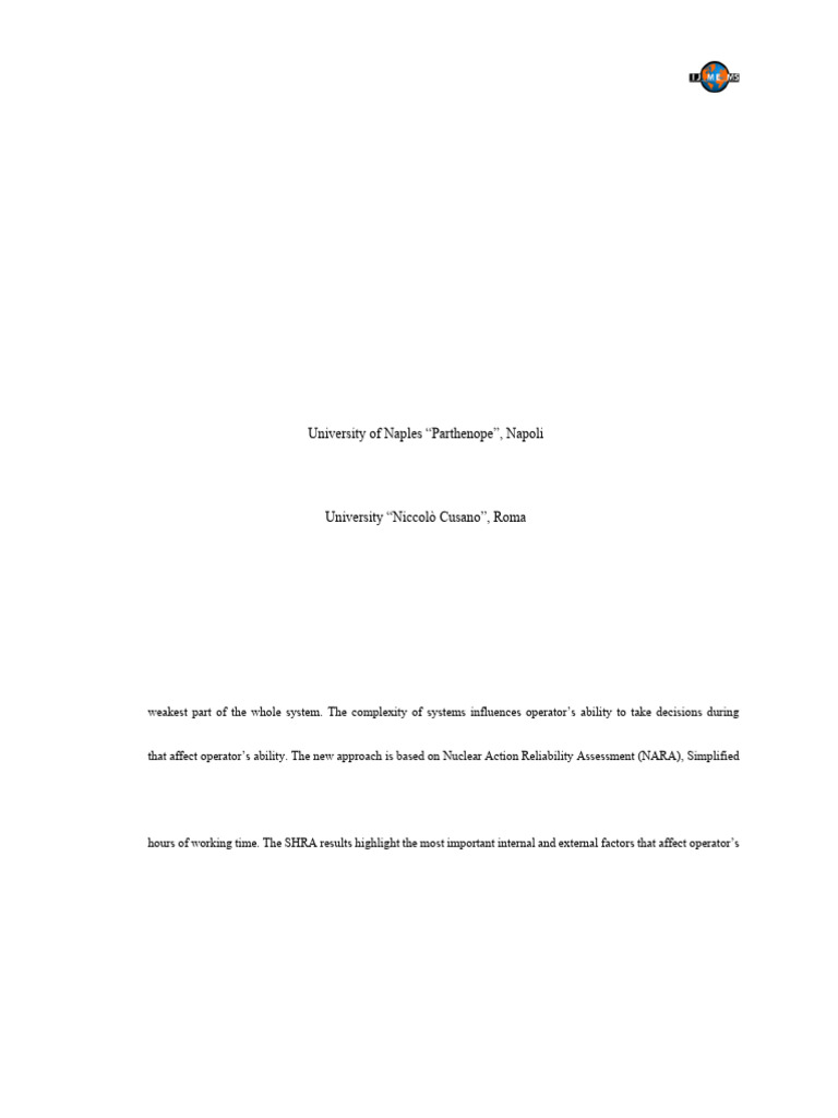 Systematic Human Reliability Analysis Shra A New A Pdf Reliability 9253