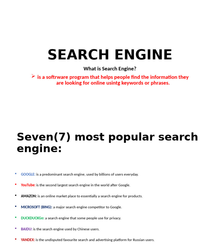 Overview of Popular Search Engines | PDF