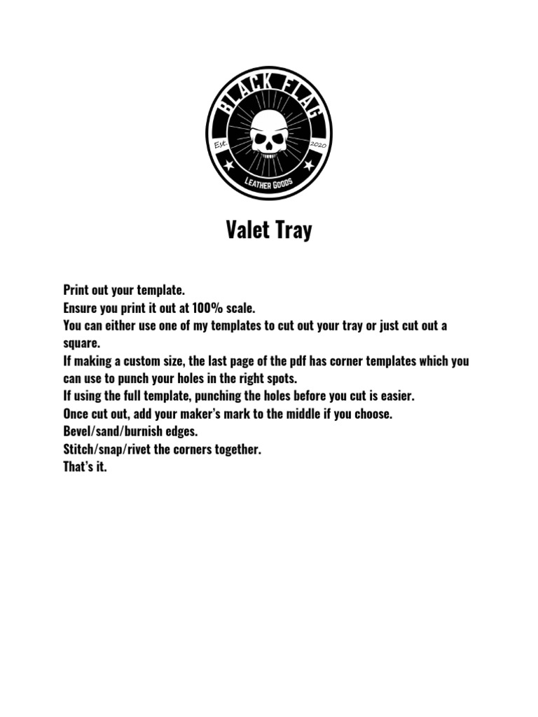 Black Flag Leather FREE Valet Tray Template | PDF