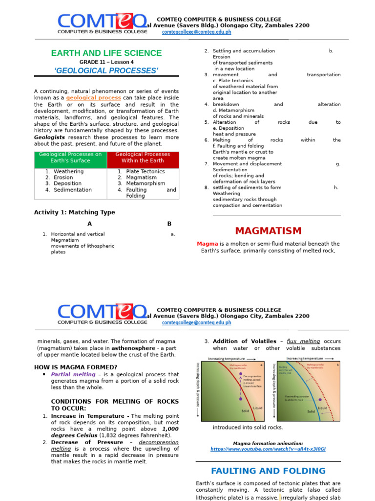 Lesson 4. Geological Processes | PDF | Geology | Plate Tectonics