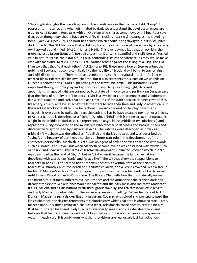 theme of light and dark in Macbeth-paragraph 9 | PDF | Macbeth ...