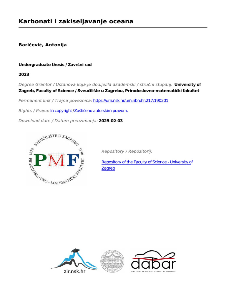Karbonati i Zakiseljavanje Oceana | PDF