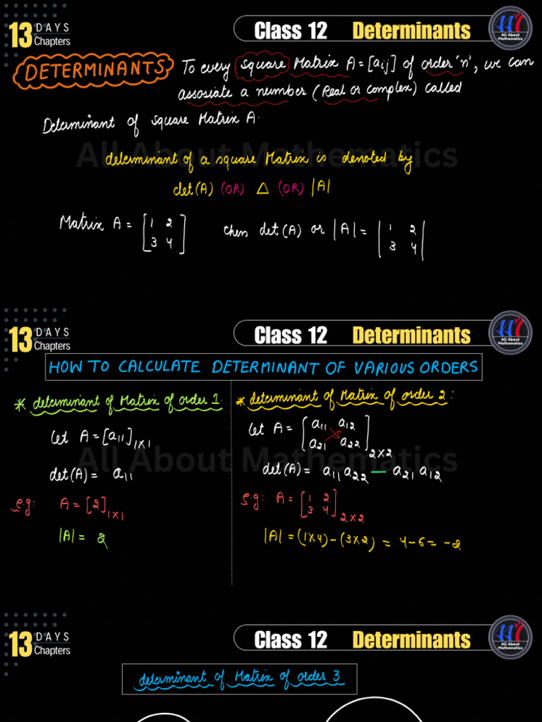 Determinants 13 Days 13 Chapters | PDF