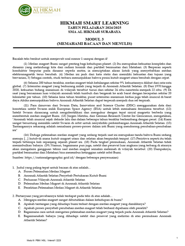 memahami bacaan dan menulis | PDF