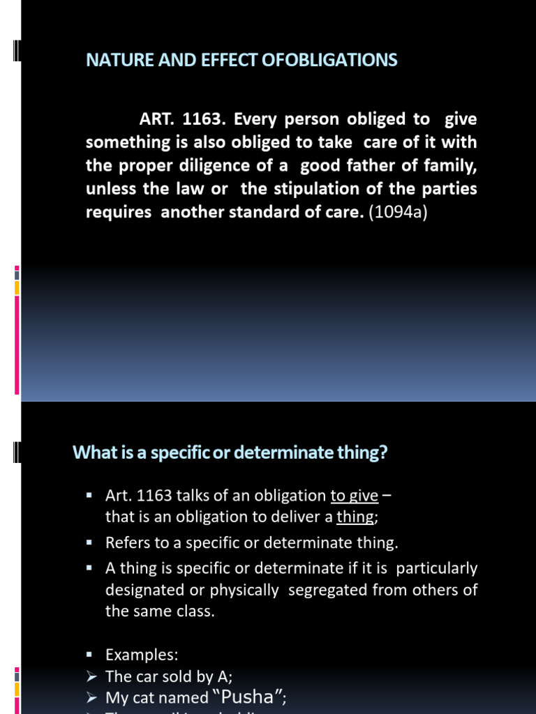 Understanding Obligations: Specific vs. Generic | PDF | Negligence ...