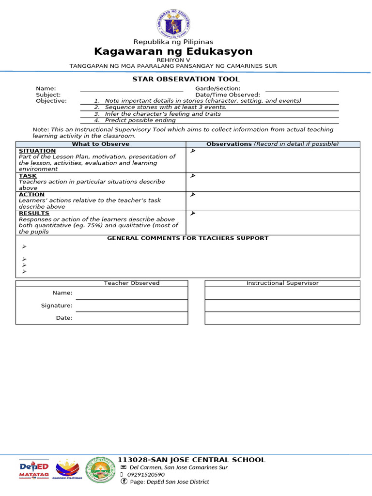 Classroom Observation Guide | PDF