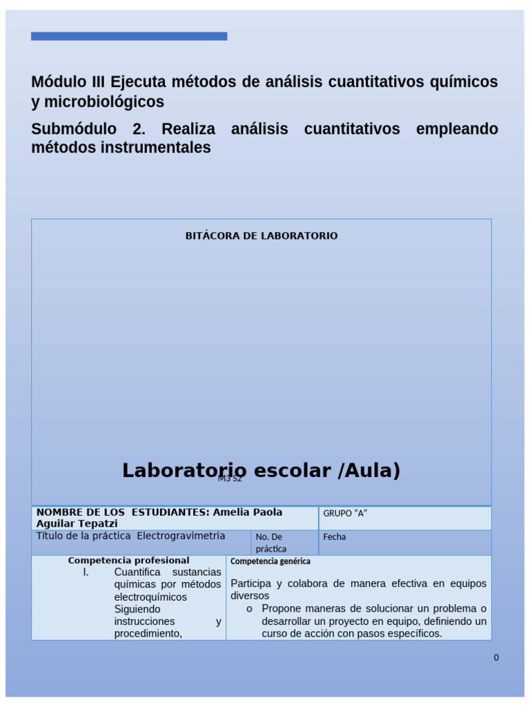 Bitacora para Informe de Laboratorio | PDF | Laboratorios | Cobre