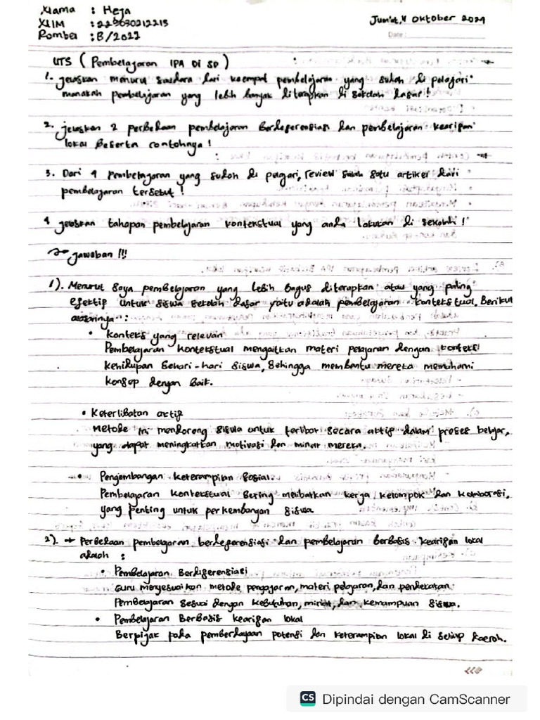 UTS (Pembelajaran IPA Di SD) Heja (22303 | PDF