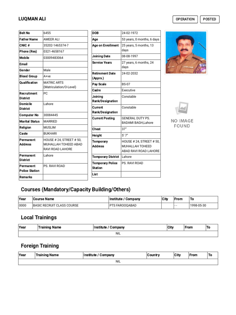 Punjab Police Human Resource Management System | PDF