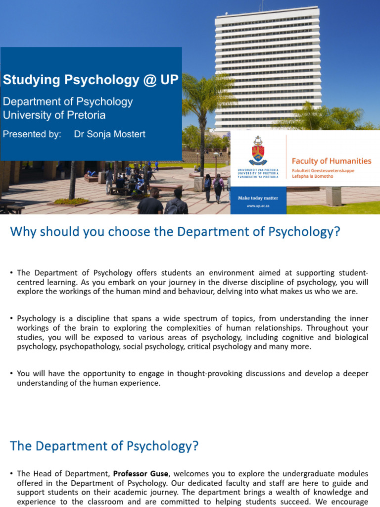 Psychology Studies at University of Pretoria | PDF | Psychologist ...