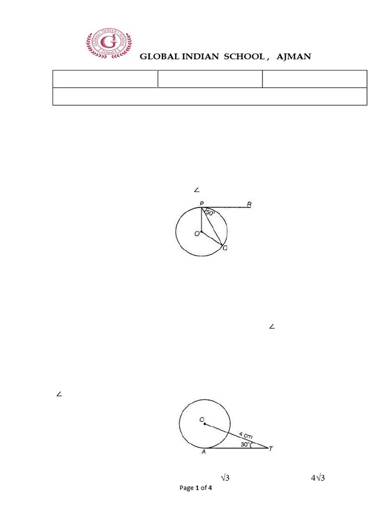G10-Dws-Chapter 10 - Circles | PDF | Circle | Pi