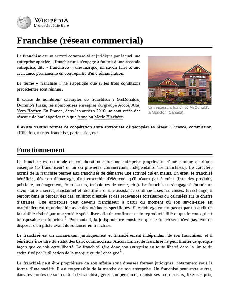 Comprendre le fonctionnement de la franchise | PDF | Franchise (réseau ...