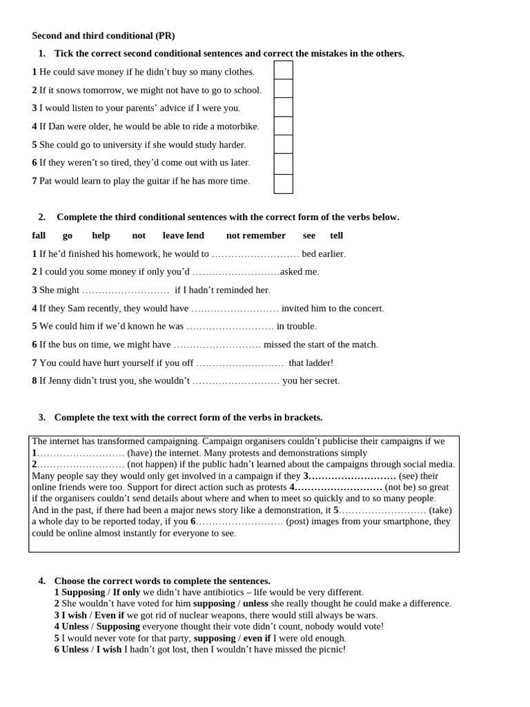 Second and Third Conditional Ex | PDF