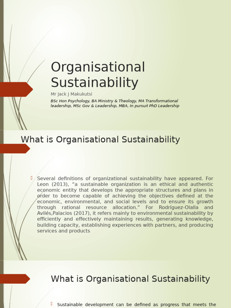 Understanding Organisational Sustainability | PDF | Supply Chain ...