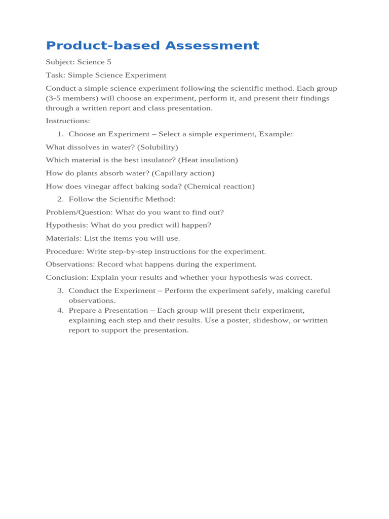 Rubrics for Science Experiments | PDF | Experiment | Scientific Method
