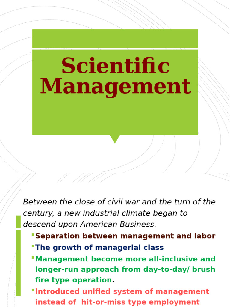 Overview of Scientific Management | PDF | Piece Work | Employment