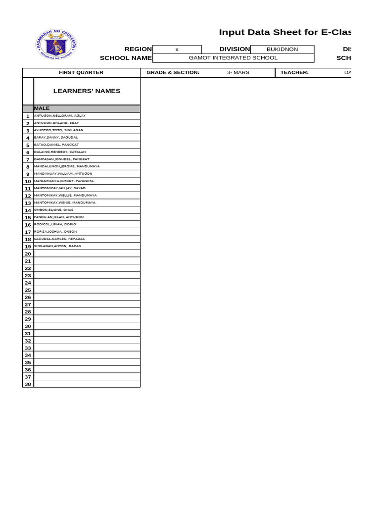 Grade 3 Mars Class Record 2024-2025 | PDF
