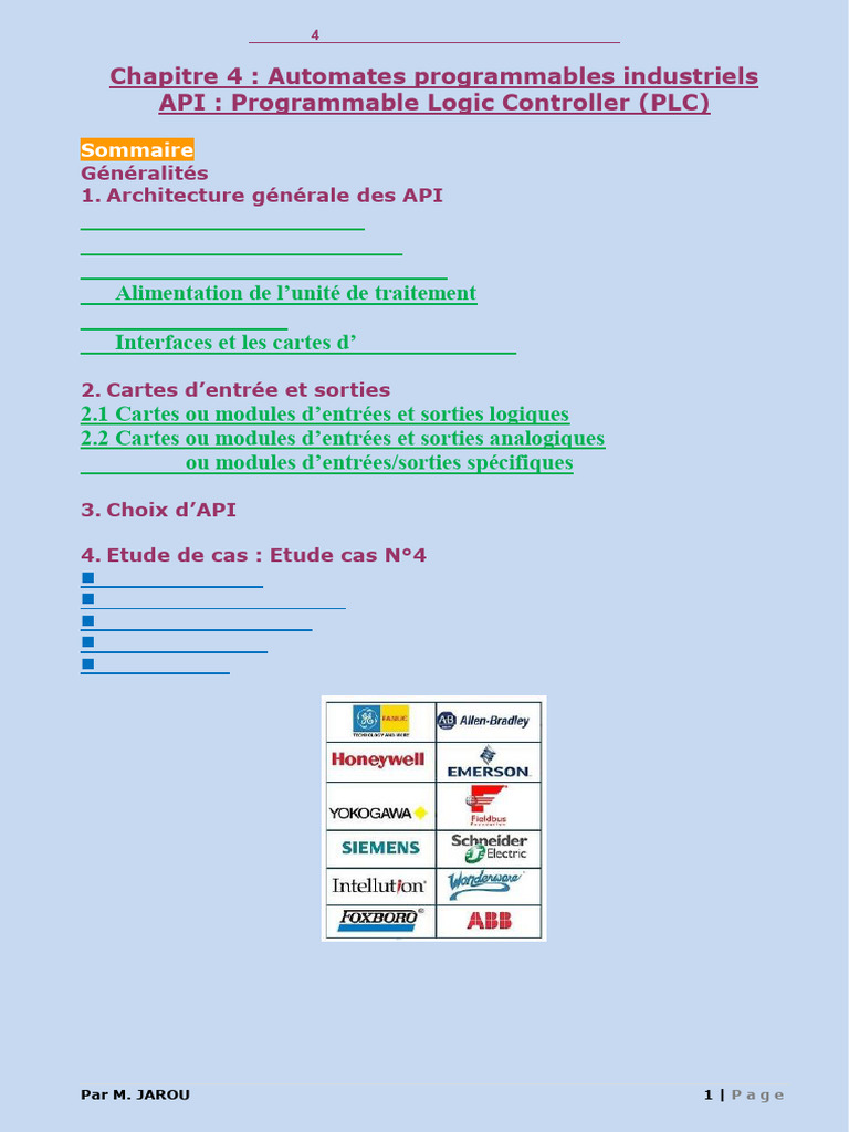 Automates Programmables Industriels API | PDF | Automate programmable ...