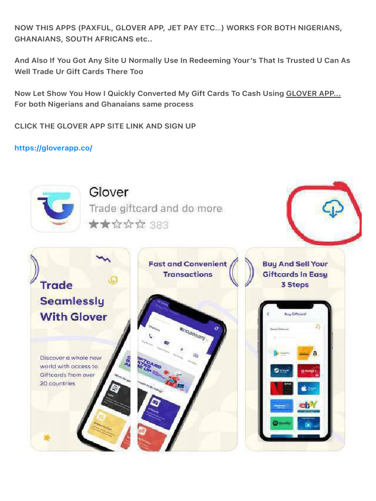 How To Create Account On Glover App and Redeem Your Giftcards | PDF | Gift Card | Payments