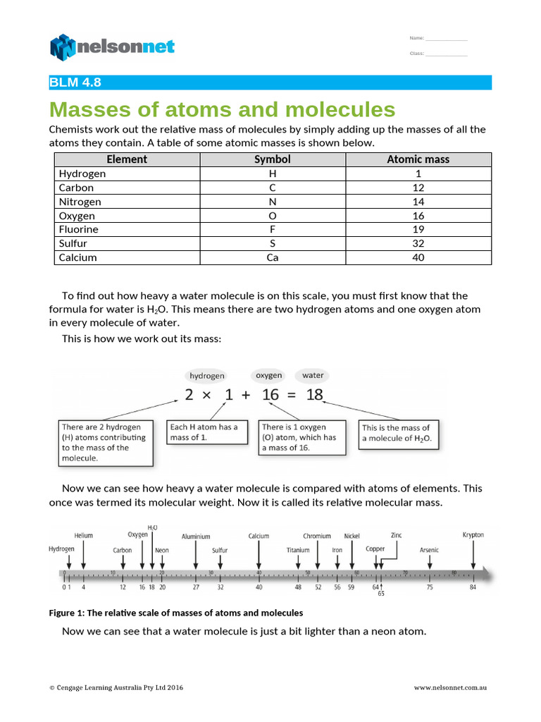 Masses of Atoms and Molecules | PDF | Oxide | Nitrogen