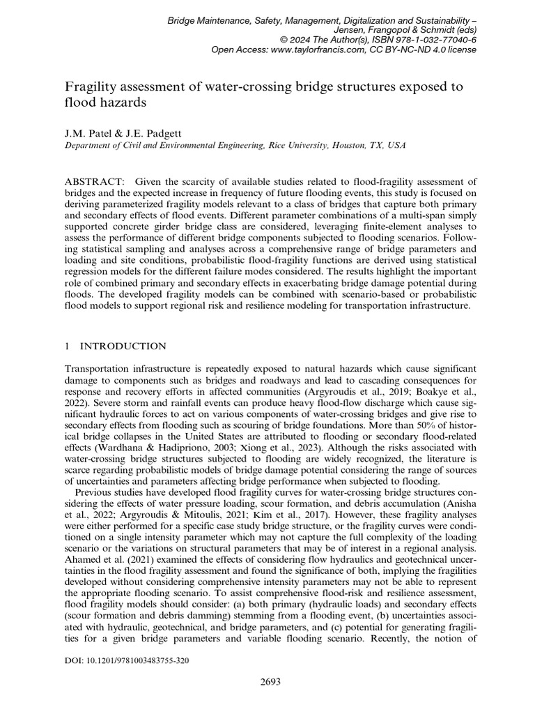 Flood Fragility Models for Bridges | PDF | Logistic Regression | Flood