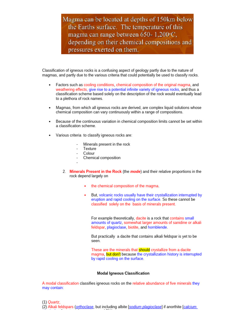 Igneous Rock Classification Overview | PDF | Igneous Rock | Minerals