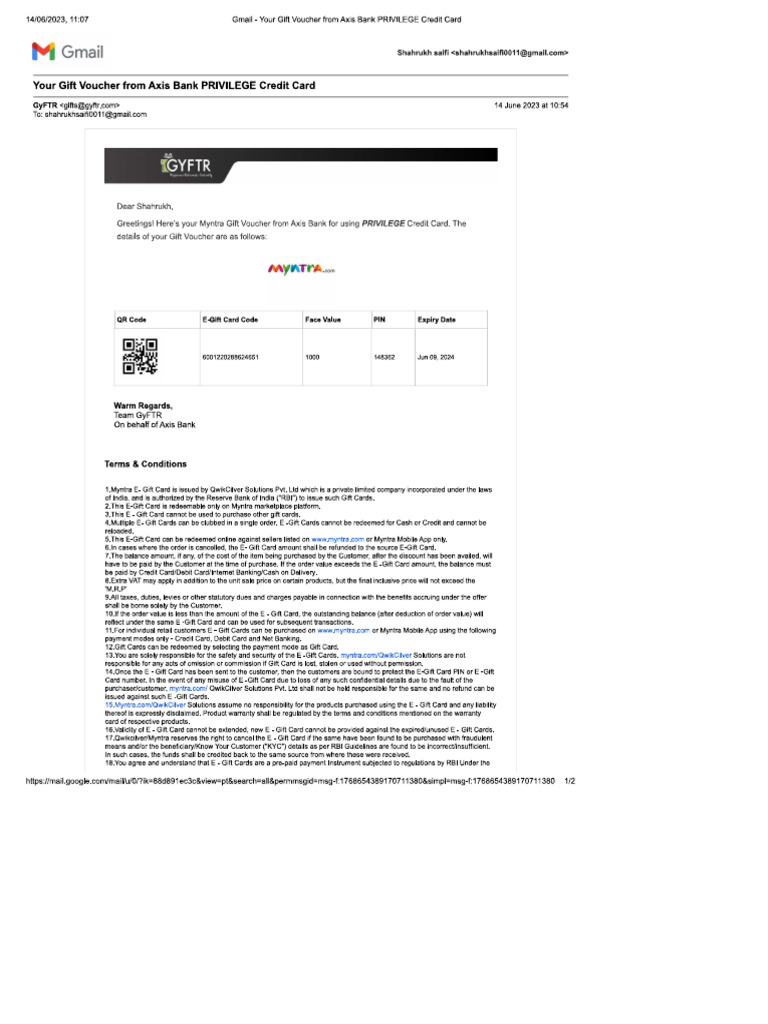 Myntra Gift Card | PDF