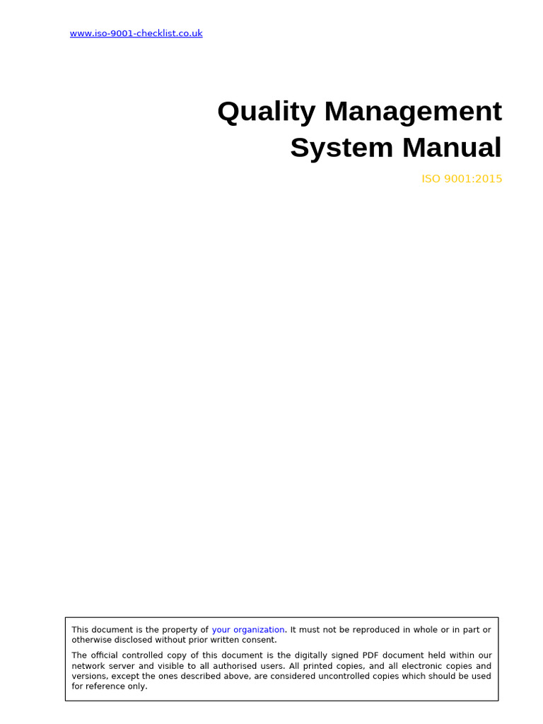 ISO 9001:2015 Quality Management Manual | PDF | Audit | Quality Management