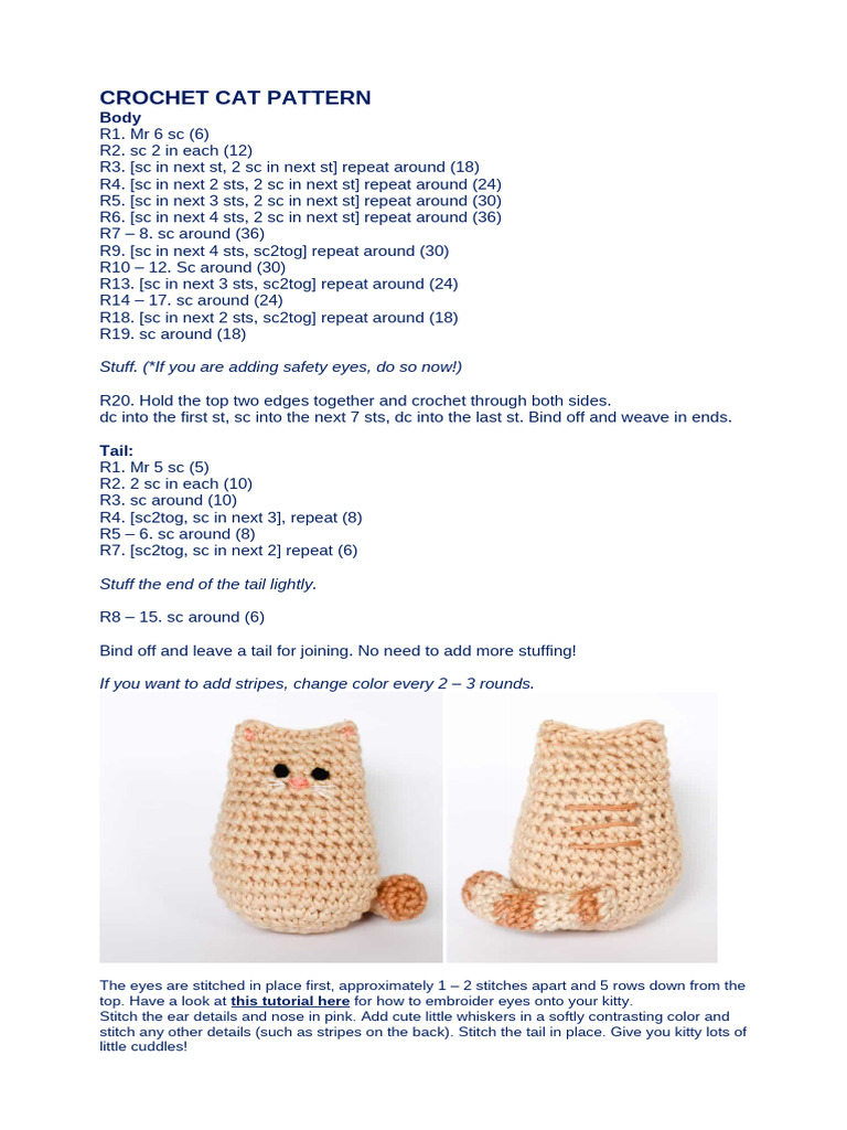 Crochet Cat Pattern Guide | PDF