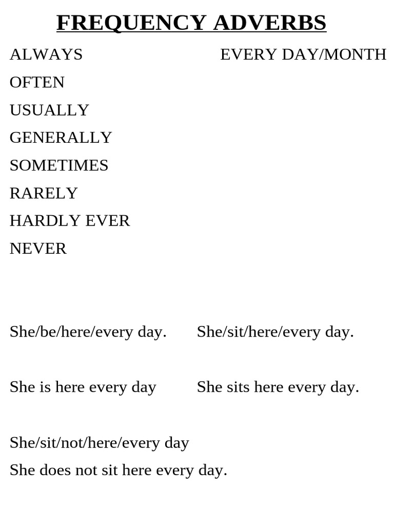 Frequency Adverbs | PDF