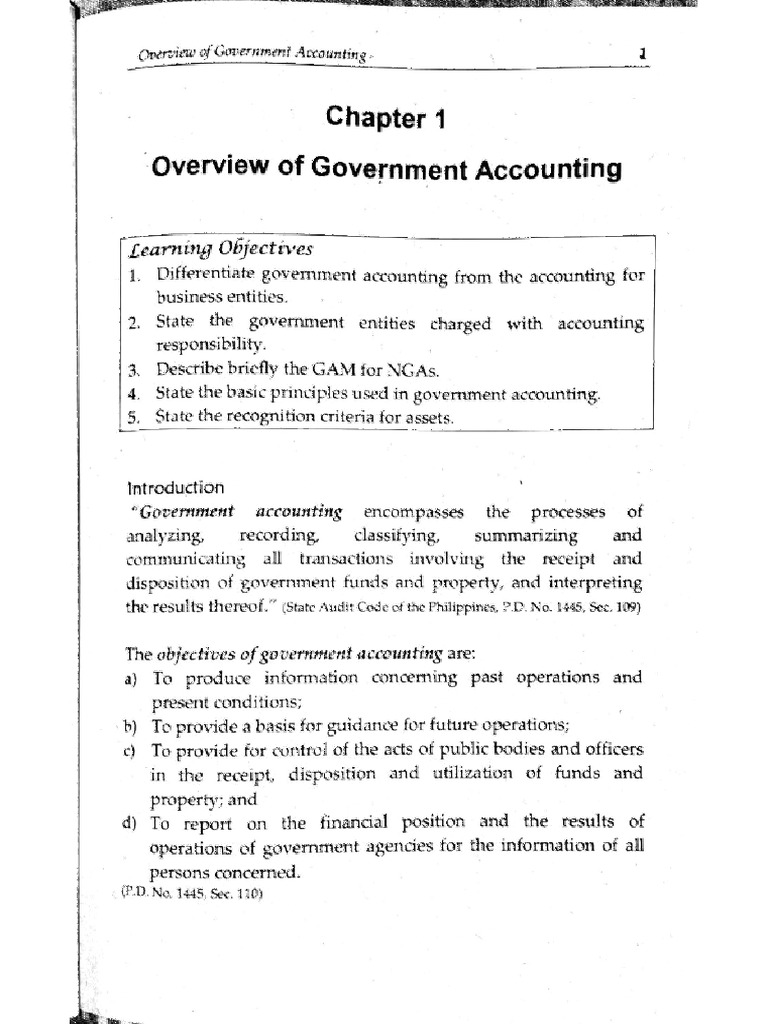 Chapter 1 Overview of Government Accounting | PDF