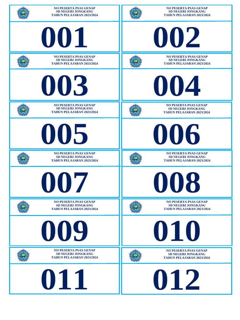 Nomor Meja Ujian Sekolah 2 - WWW - Kherysuryawan.id | PDF