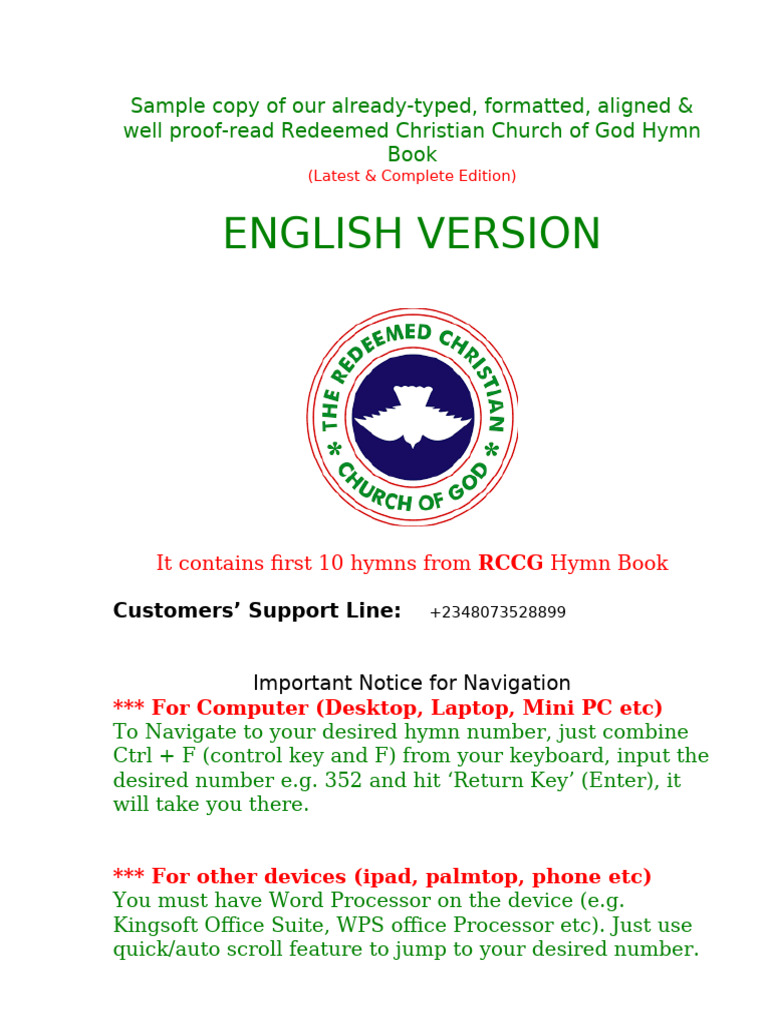RCCG Hymn Book Preview & Download Info | PDF | Jesus
