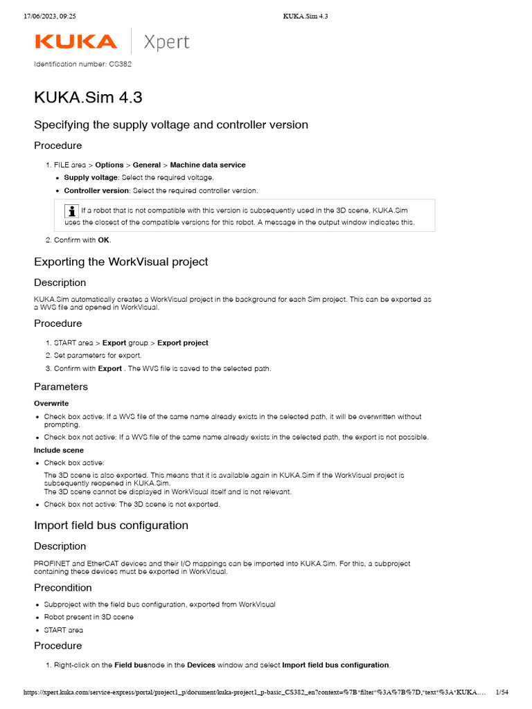 KUKA - Sim 4.3 | PDF | Input/Output | Cartesian Coordinate System