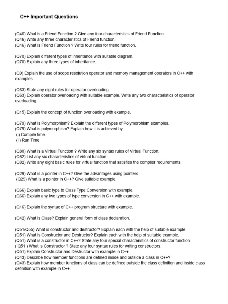 0.CS1 & CS2 IMP QUESTIONS..-1 | PDF | Microcontroller | C++