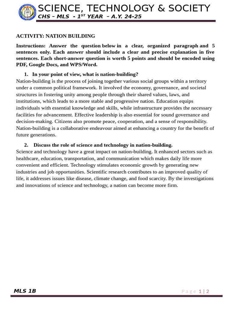 STS-ANSWERS-TEMPLATE | PDF | Science | Governance