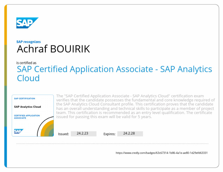 SAP Analytics Cloud Certification | PDF