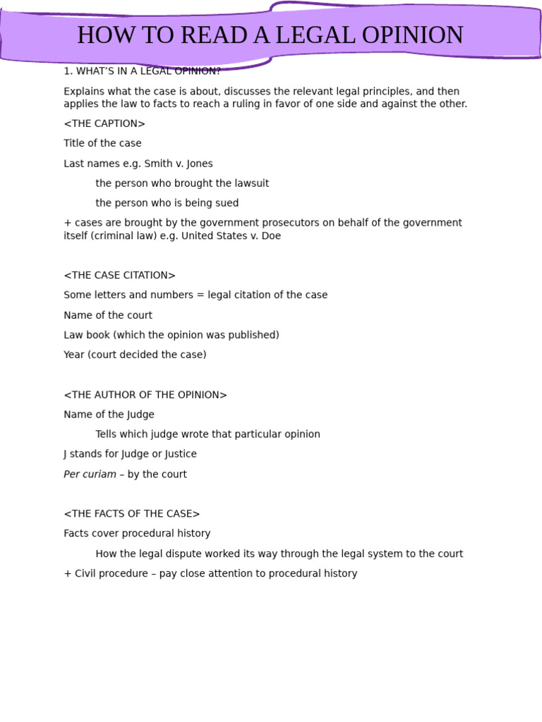 How To Read Legal Opinion | PDF