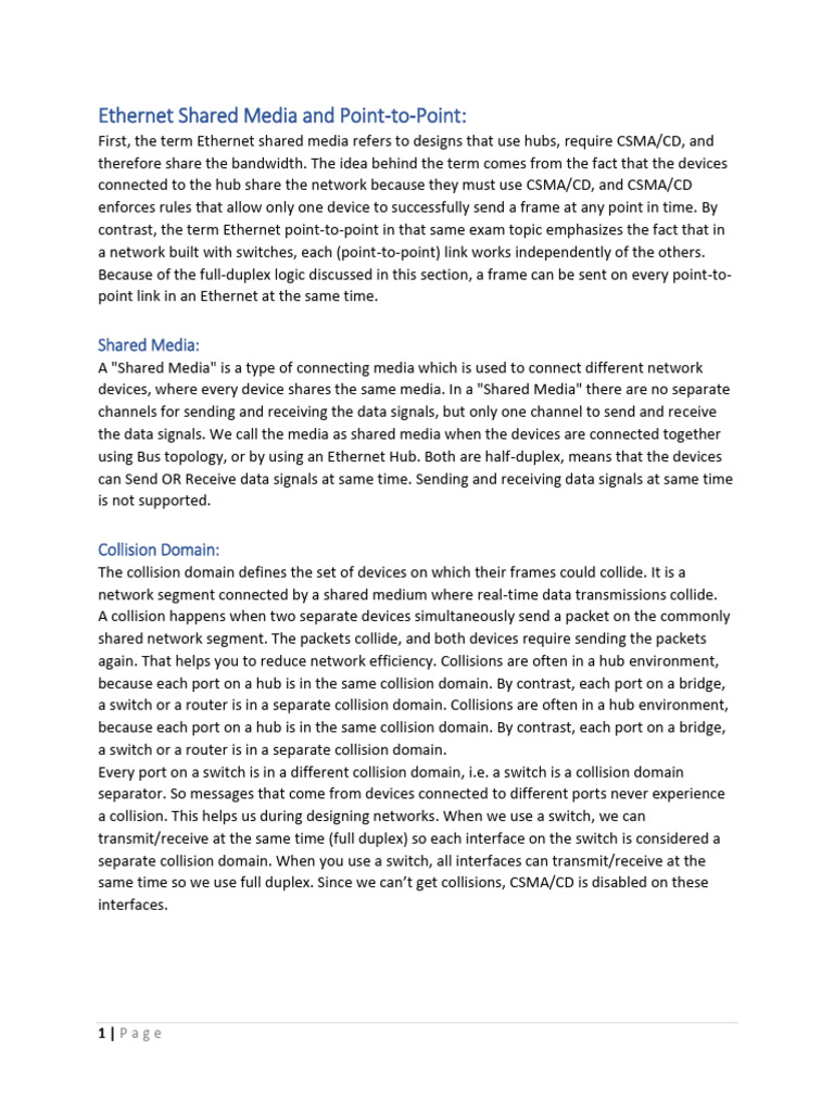 21-Ethernet Shared Media and Point | PDF | Network Switch | Network ...