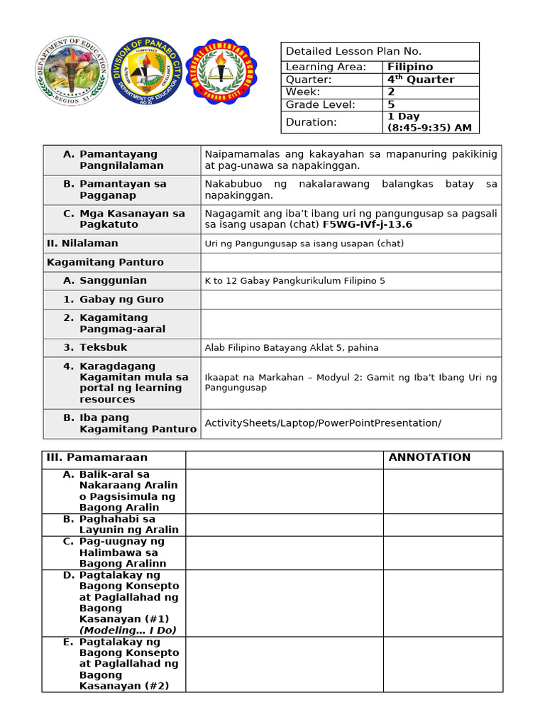 Sy2024-Cot Q4 Filipino | PDF