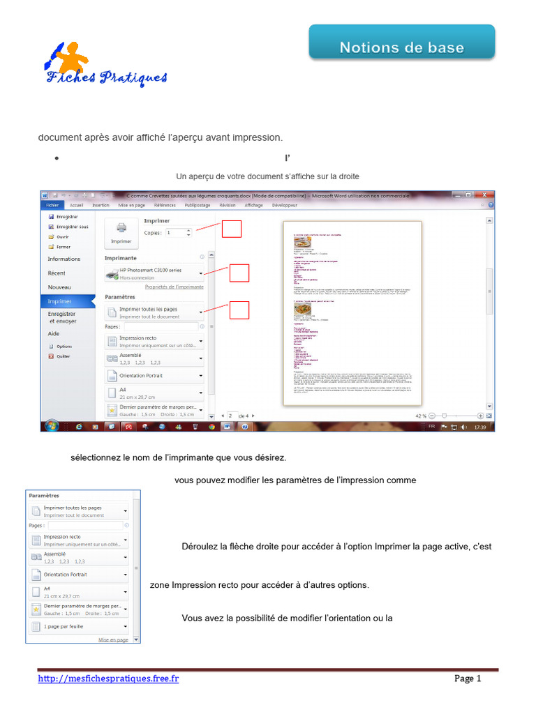 16 imprimer un document | PDF | Mise en page | Microsoft Word