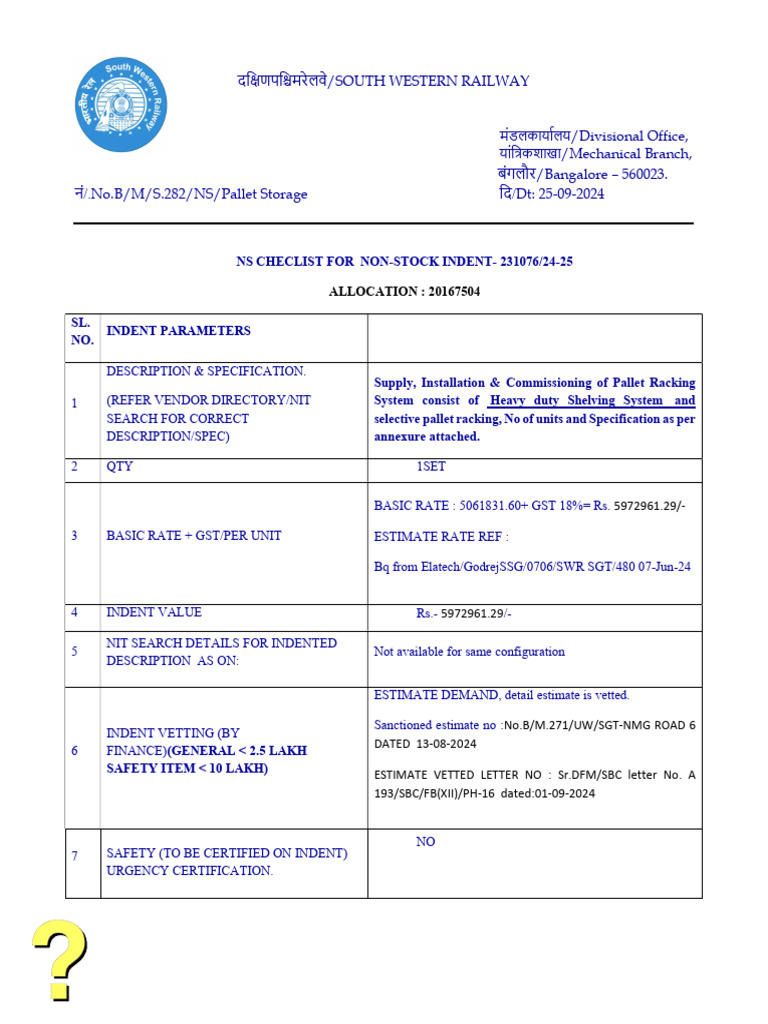 Ns Checklist Palle Tracking | PDF