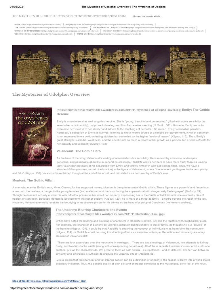 2.3 The Mysteries of Udolpho - Overview - The Mysteries of Udolpho ...