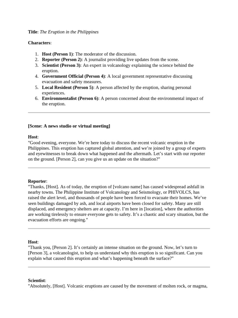 Script Volcanic Eruption | PDF | Volcano | Types Of Volcanic Eruptions